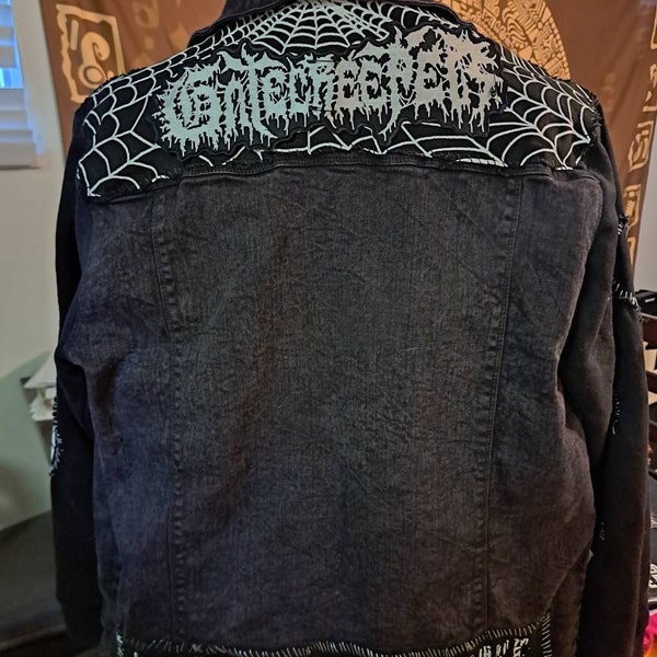 Spider Web Collar Screen Printed Patch Horror Punk Black Metal Goth - Etsy