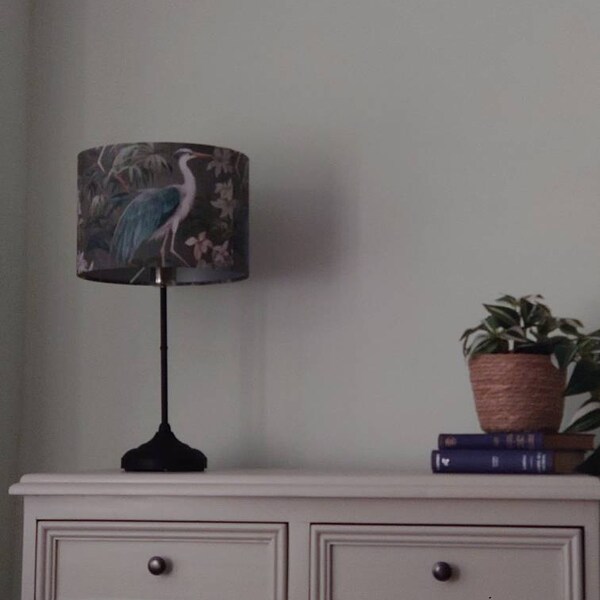 Peacock Pattern Lampshade, Grey Lampshade, Handmade Lampshade, Bird ...