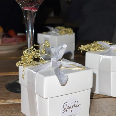 Mini White Favour Boxes With Ribbon, Set of 10, Small White Gift Boxes ...
