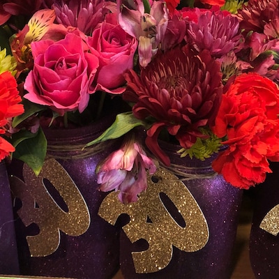 30th Birthday Decorations / Rustic 30th Mason Jar Centerpiece / Glitter ...