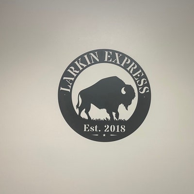 Bison Circle Monogram Sign, Lone Bison Decor, Buffalo Decor, Bison Camp ...