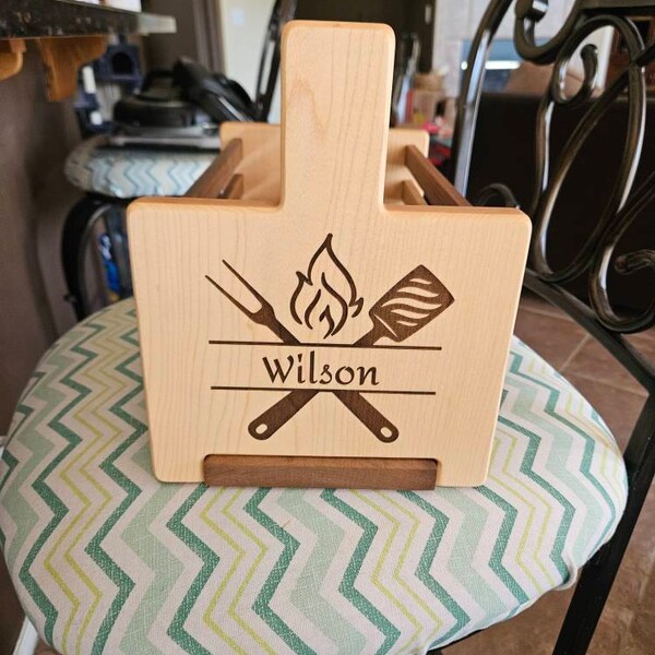 Handmade Personalized Wooden Barbecue Grill Caddy-father's Day Gifts ...