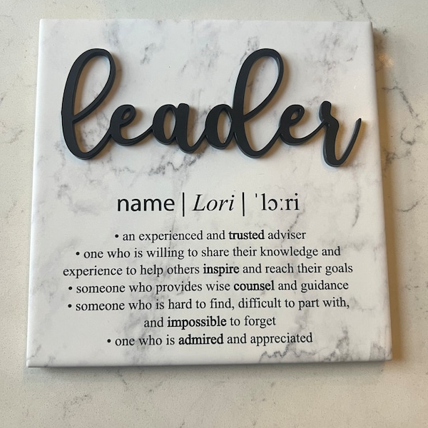 3D Marble Great Leader Definition Plaque With Stand, Thank You Mentor Sign, Boss Retirement ...