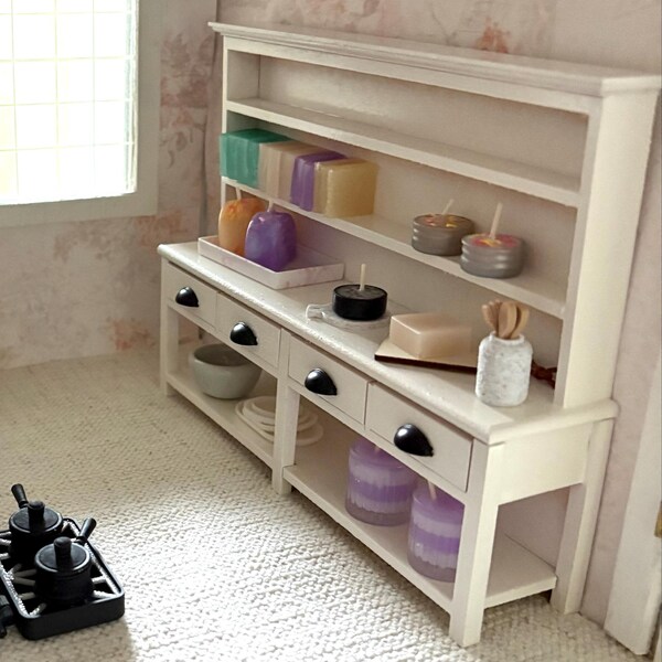 Dollhouse Miniature Unfinished Cupboard Miniature Hutch Dollhouse ...