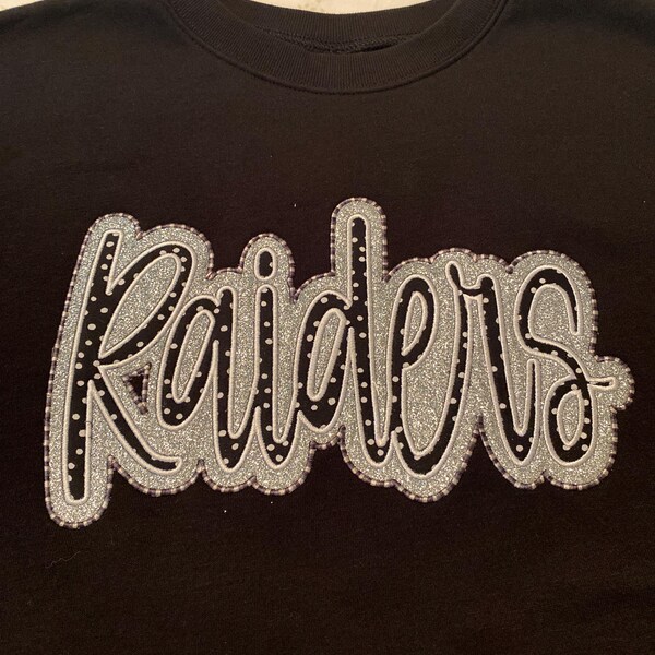 Bean Stitch Red Devils Double Stacked Script Applique Embroidery ...