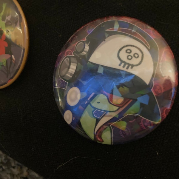Holographic Acht DEDF1SH Splatoon 3 Side Order 58mm Pins / Badges ...