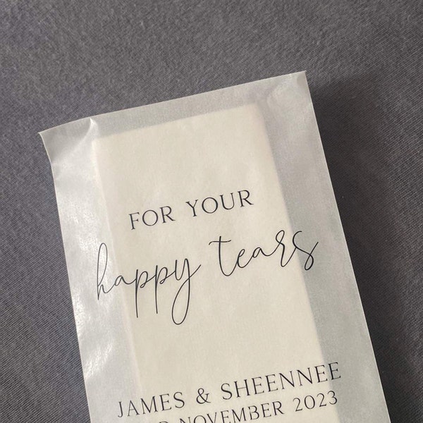 Happy Tears Wedding Tissues Packets 100% Biodegradable Glassine Empty ...