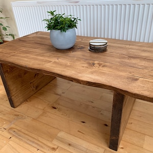 Waney / Live Edge Coffee Table Rustic Tudor Oak Solid Wood Chunky Low ...