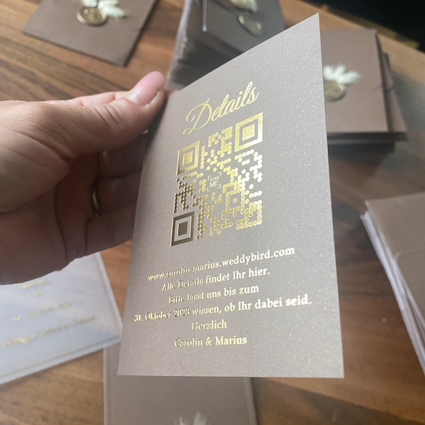 Foil QR Code RSVP Card: Modern Wedding Response, Gold, Rose Gold ...