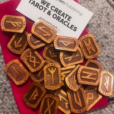 Wooden Runic Set, 25 Pcs With Velvet Pouch Wood Runes Elder Futhark - Etsy