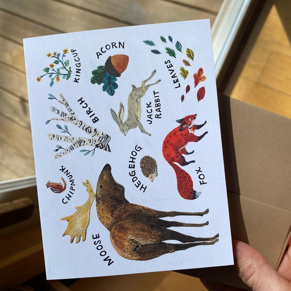 Woodland Animals - Greeting Card - Etsy