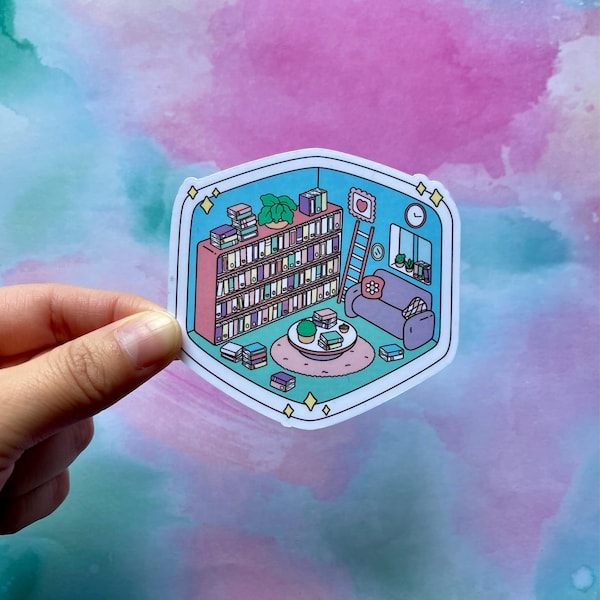 Cute Isometric Library PNG, Cozy Reader PNG, Bookish PNG, Trendy Design ...