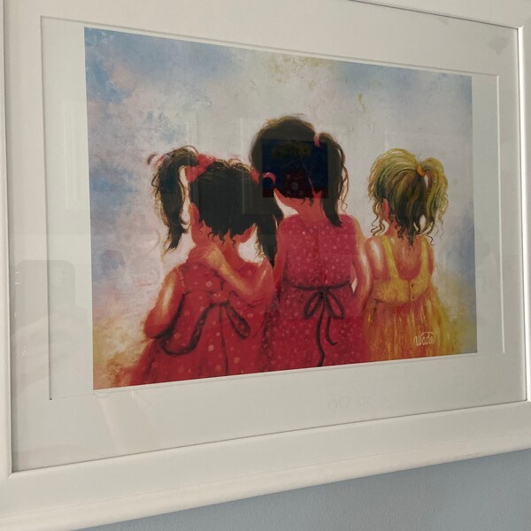 Three Sisters Art Print, Three Girls Art, Childrens Art, Three ...