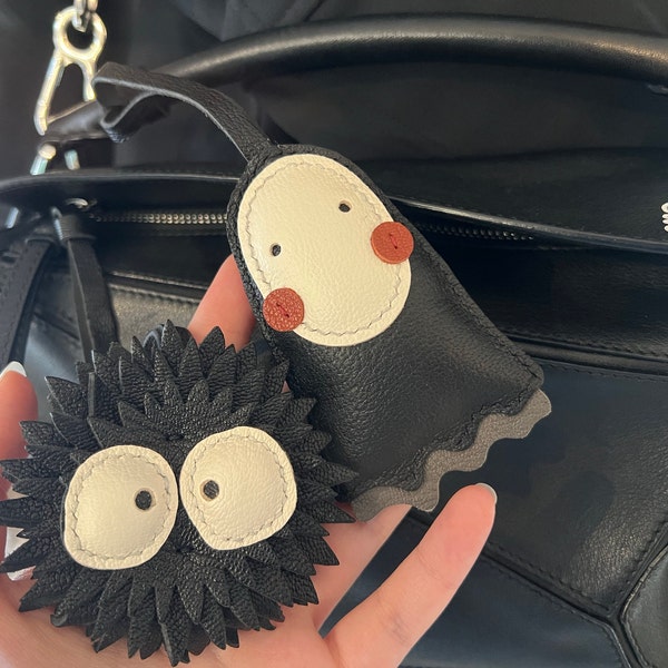 Leather No Face Faceless Bag Charm, Handmade Anime Kaonashi Charm, Cute ...