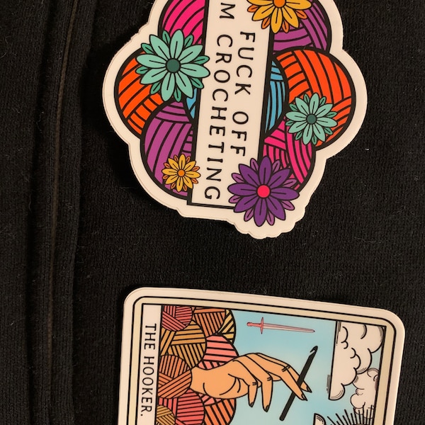 Funny Crochet Vinyl Sticker, Crocheter Joke Gift, Crochet Life Hooker ...