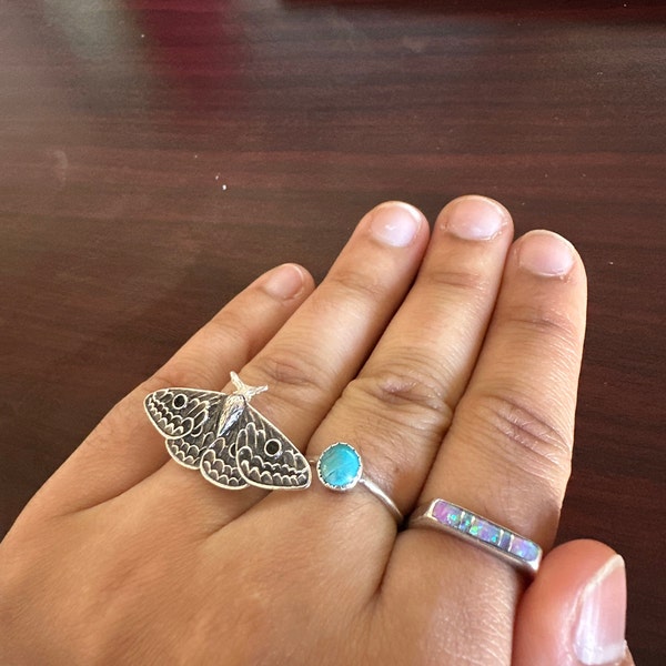 Moth Ring, Sterling Silver Moth Ring, Silver Moth Ring, Large Moth Ring, Butterfly Ring, Gothic ...