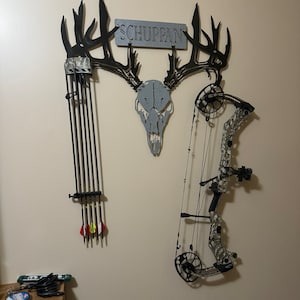 Deer Skull Rifle or Shotgun Rack, Custom Name or Logo Integration ...