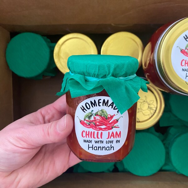 39 Personalised Jar Labels, Stickers, Ideal for Chutney, Chilli Jam ...
