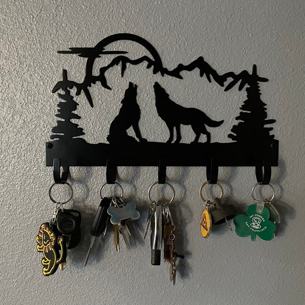 Howling Wolf Key Hook Wall Key Holder Jewelry Belt Scarf Steel - Etsy