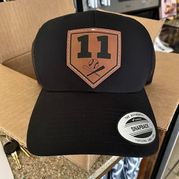 Personalized Player Number Leather Patch Hat | Personalized Baseball ...