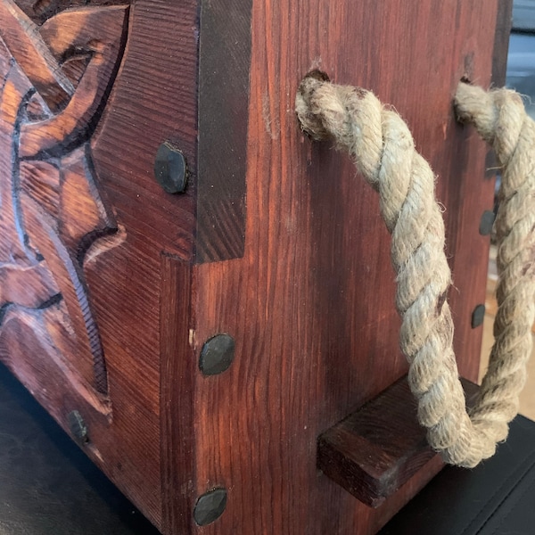 Oak Chest Hand Made, Small Viking Chest With Hand Forged Hinges, Oseberg Style Chest, Historical ...