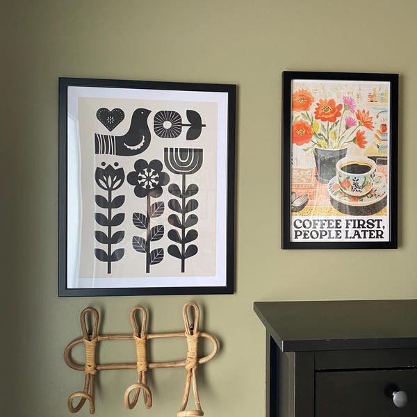 Coffee First, Retro Wall Art, Downloadable Art, Coffee Cart Print ...