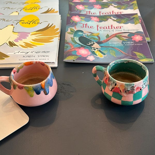 Handmade Double Espresso Cup, Ombre Pottery Cup, Kitchen Gift,home ...