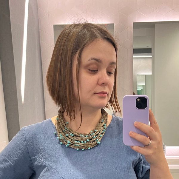 Hand Woven Colorful Rope Necklace, Braided Multicolor Statement ...