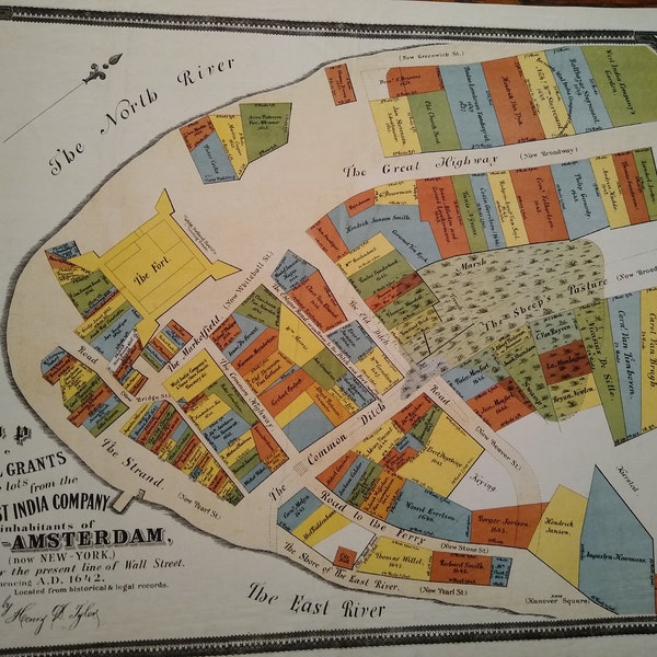 1642 Map Layout of New-amsterdam New York City - Etsy