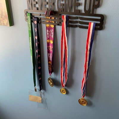 Medal Hanger Display Trophy Shelf Sports Medal Display Rack With Wooden ...