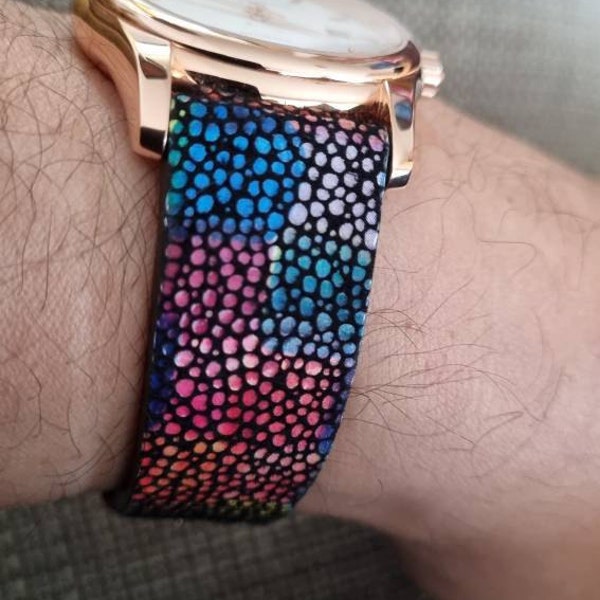 Colorful Leather Watch Band, Rainbow Watch Band, Multicolored Watch ...