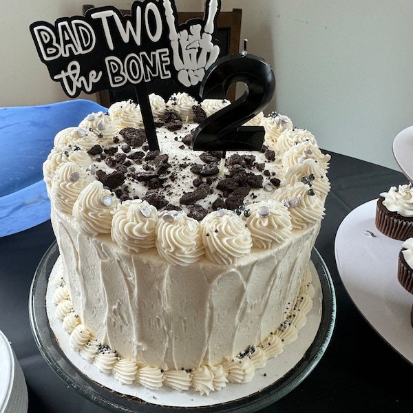 Bad Two the Bone Cake Topper | Birthday Party Decor | 2nd Birthday ...