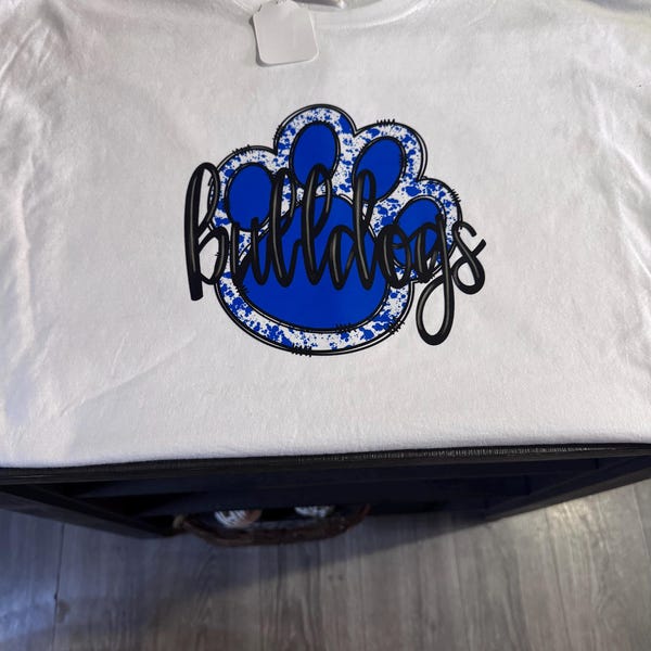 Blue Bulldogs Hand Drawn Football Mascot With Paw for Heat Transfer ...