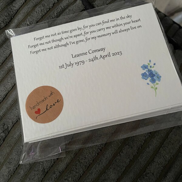 Funeral Forget Me Not Seed Packets, Personalised Seed Packets|forget Me ...