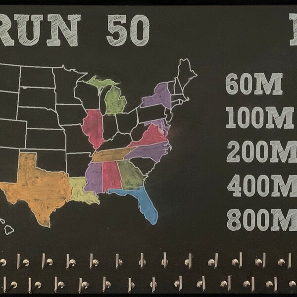 Run 50 States Medal Holder With PR Running Times List and 50 Hooks ...