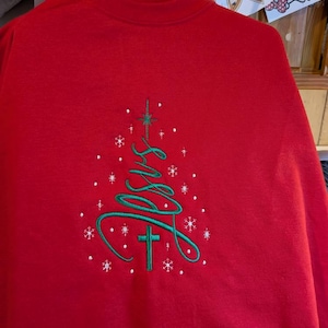 Jesus Cross Christmas Tree Embroidery Design, Merry Christmas Digital ...