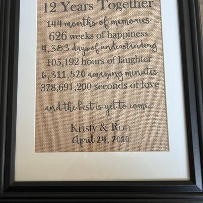 12 Year Anniversary Gift for Wife Husband 12 Years Together Gift for ...