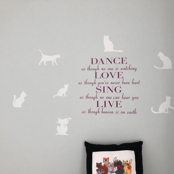 Cat Vinyl Decal Pack of 8 Variety of Colors - Animal Wall Stickers ...