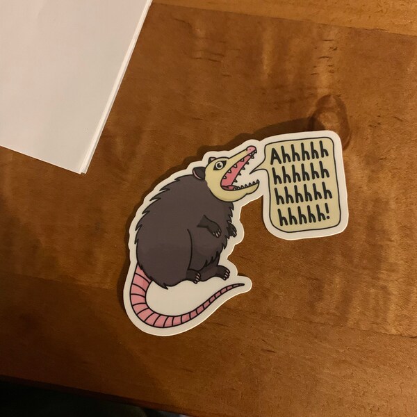 Ahhhhhhh Possum Die Cut Sticker - Possum Stickers, Kawaii Sticker ...