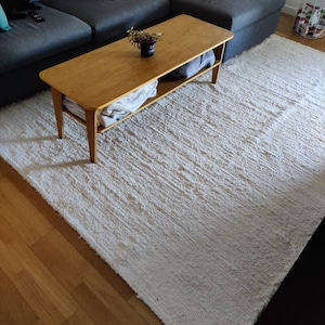 Large Handwoven Cream Rug 180x250 Cm, Area Rug, Cream Solid Rug Carpet ...