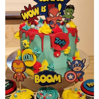 Superhero / Comic Book Themed Cake Topper personalised birthday Custom ...
