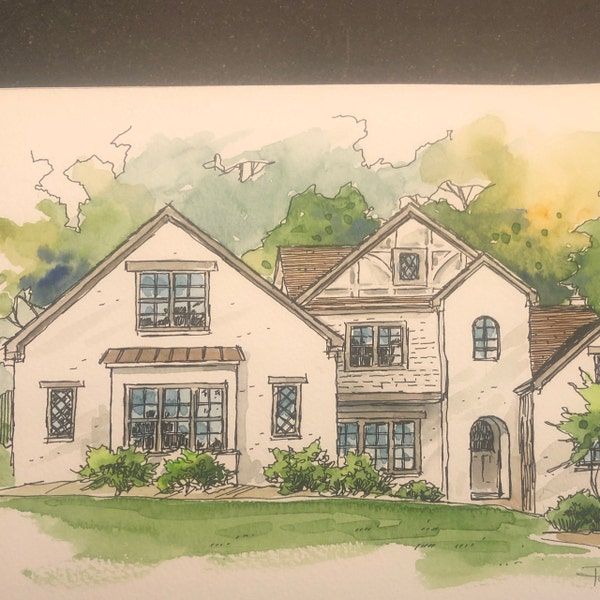 House Portrait Drawing Sketch Pen Ink-any Occasion Gift-free SHIPPING ...