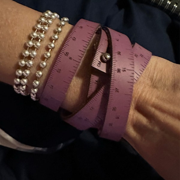WRIST RULER Dark Brown Tape Measure Bracelet Leather Cuff Leather Wrap ...