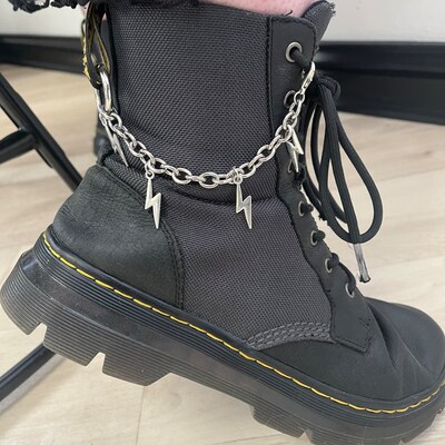 BARBED WIRE LEATHER Boot Strap, Holographic Vegan Leather Boot Chain ...