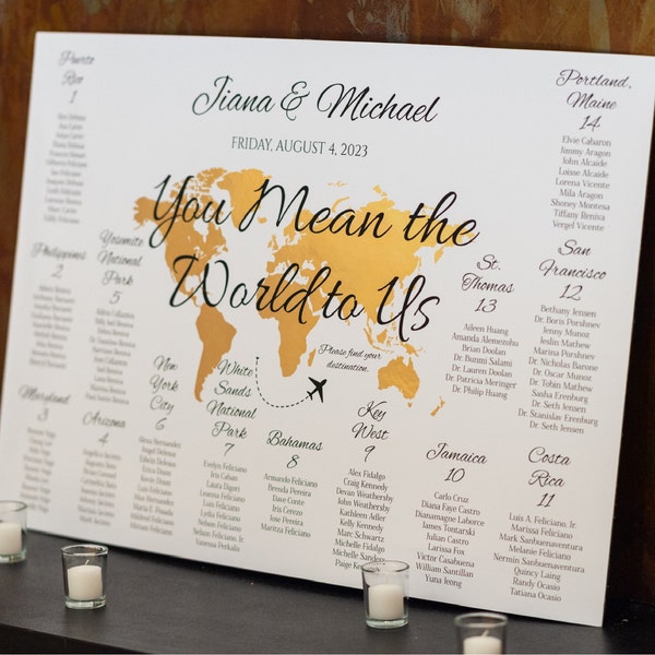 DIY Seating Chart Template, Where in the World Are You Sitting?, Gold ...