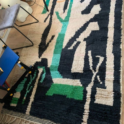 Moroccan Green Rug Flatweave Kilim Rug White and Green Rug Plain Rug ...