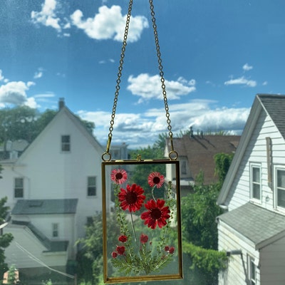 Handmade Pressed Flower 3x3 Suncatcher, Colorful Flowers, Herbarium ...