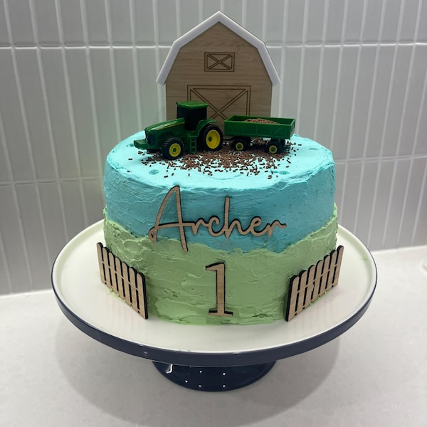 Barn Cake Topper, Farm Yard Theme Topper, 1st Birthday, Wooden Farmyard ...
