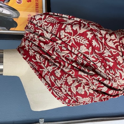 Red Block Print Fabric, Hand Block Print Cotton Fabric, Indian Fabric ...