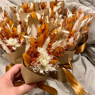 Boho Rust Terracotta Mini Dried Flower Bouquet, Guest Gift for the ...